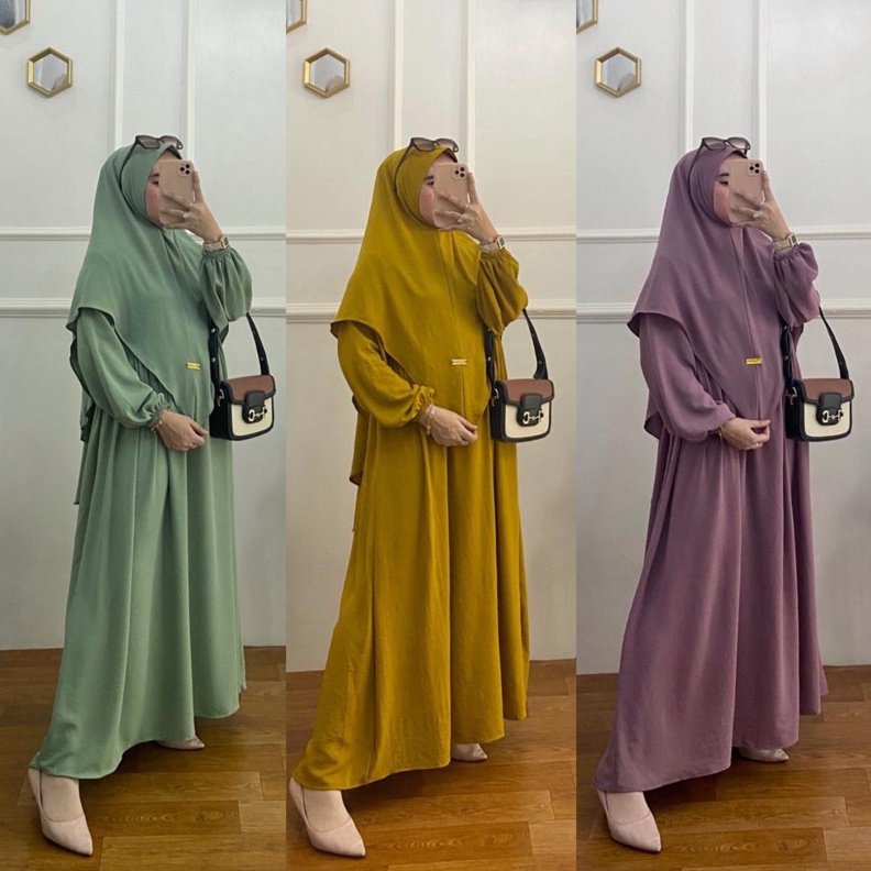 Jual KODE H4E6 Medina set hijabset hijab crinkle | Shopee Indonesia