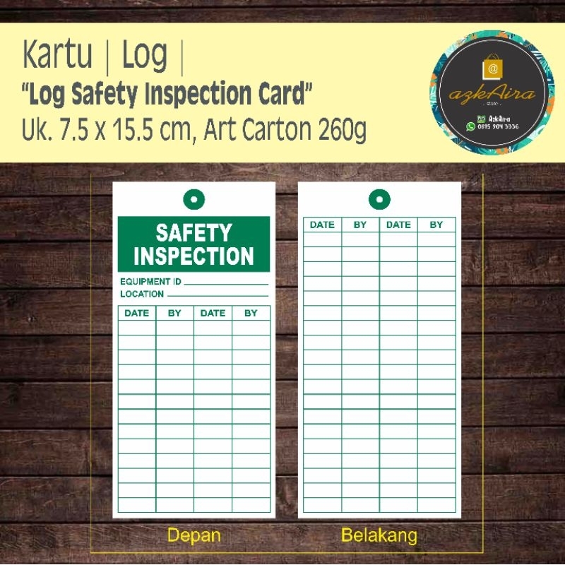 Jual Kartu Log Safety Inspection Record Card | Shopee Indonesia