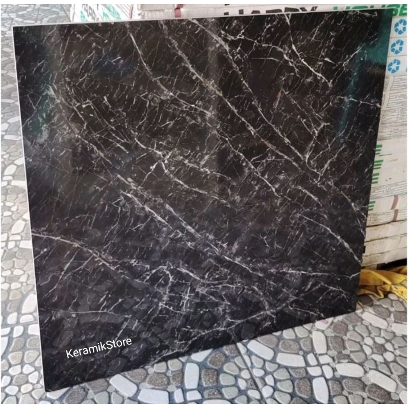 Jual Keramik Lantai Hitam Corak 60x60 (Glossy)/ Keramik Lantai 60x60 ...