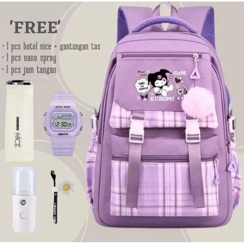 Jual AZIZ.BAG.Tas ransel sekolah KUROMI FULL BONUS /Tas ransel SD SMP SMA/Tas ransel terbaru ...