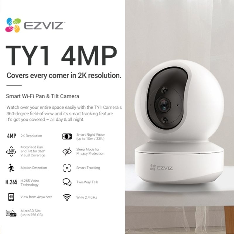 Jual Kamera｜CCTV Ezviz TY1 4MP Smart WiFi Pan & Tilt New Model from C6N ...
