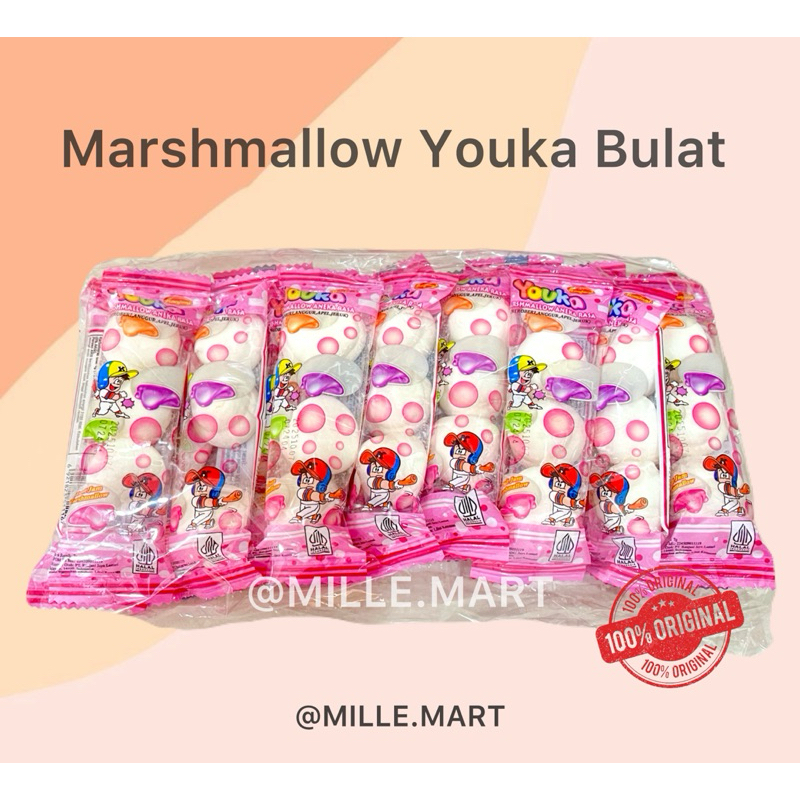Jual [Per Pack isi 20 pcs] Marshmallow Bulat Youka Aneka Rasa/ Yupi ...