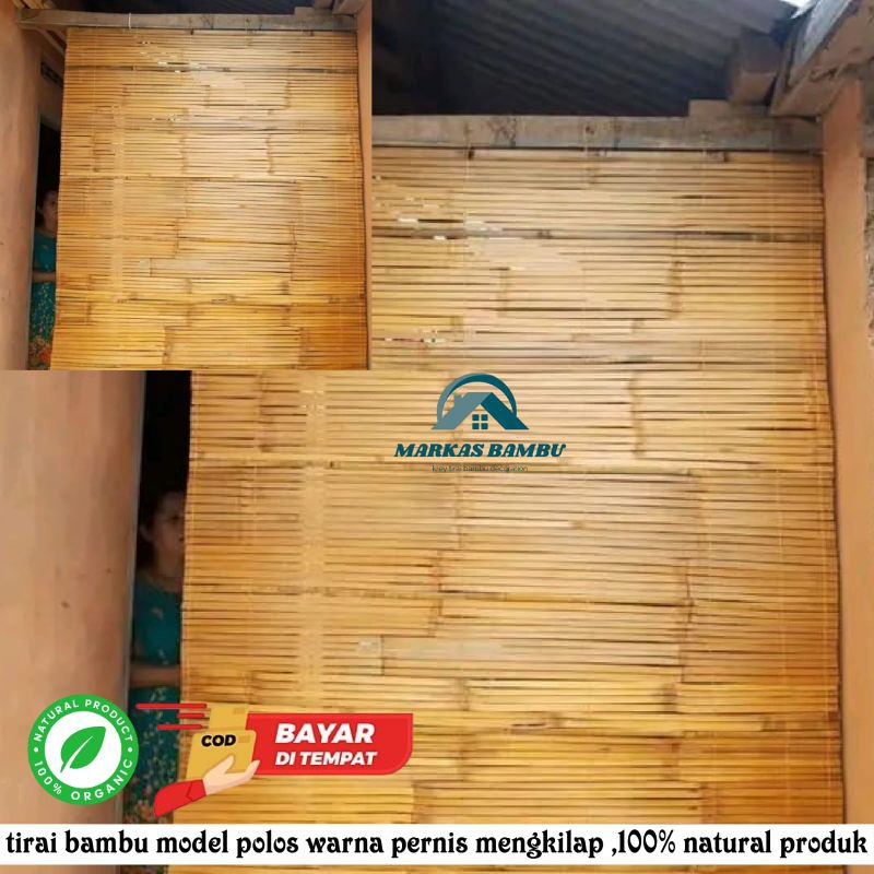 Jual TIRAI BAMBU GULUNG PELITUR PERNIS JATI MURAH 2x2 KREY OUTDOOR LENGKAP TALI PENGGULUNG ...