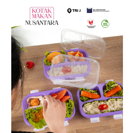 Jual Lunch Box Kotak Makan 3 Sekat 850ml 4 Sekat 1250ml Tutup Transparant Tahan Panas Microwave ...
