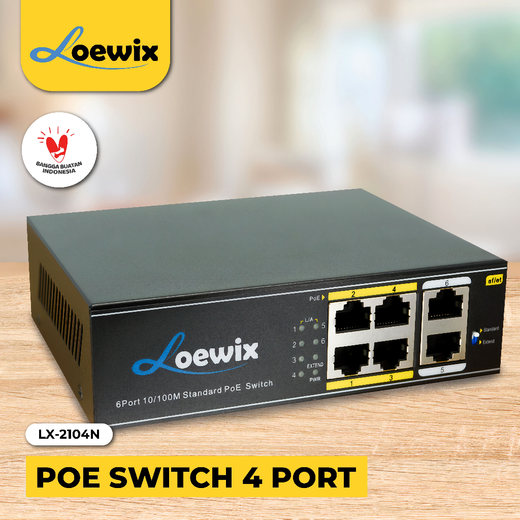 Jual LOEWIX POE Switch CCTV 4 Port + 2 Port 10/100 LX-2104N | Shopee ...