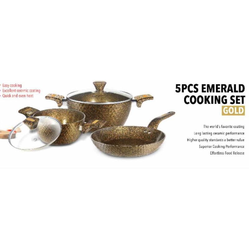 Jual HAKASIMA 5 PC EMERALD C OOKING SET GOLD PROMO BIG SALE | Shopee ...