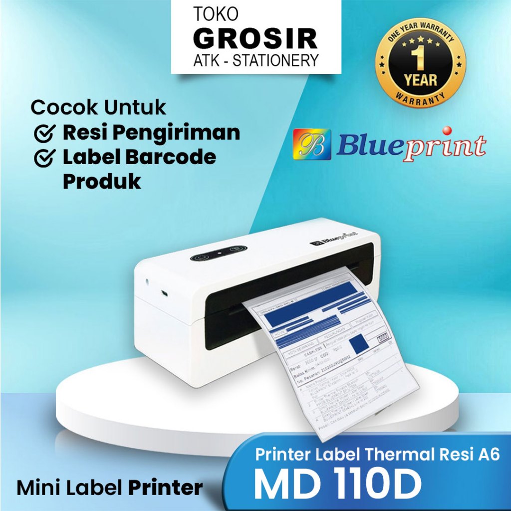 Jual Printer Label Thermal Resi A6 BLUEPRINT MD110D USB + Bluetooth / Printer Mini Thermal BP MD ...