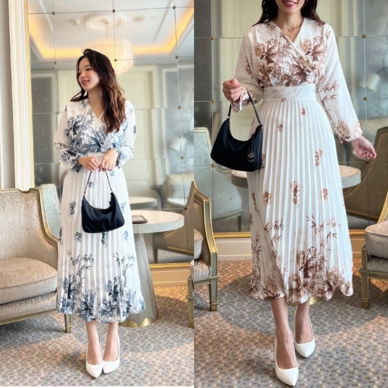 Jual ABLECOUTURE Maxi Dress Wanita Bunga Sopan Lengan Panjang Anna ...
