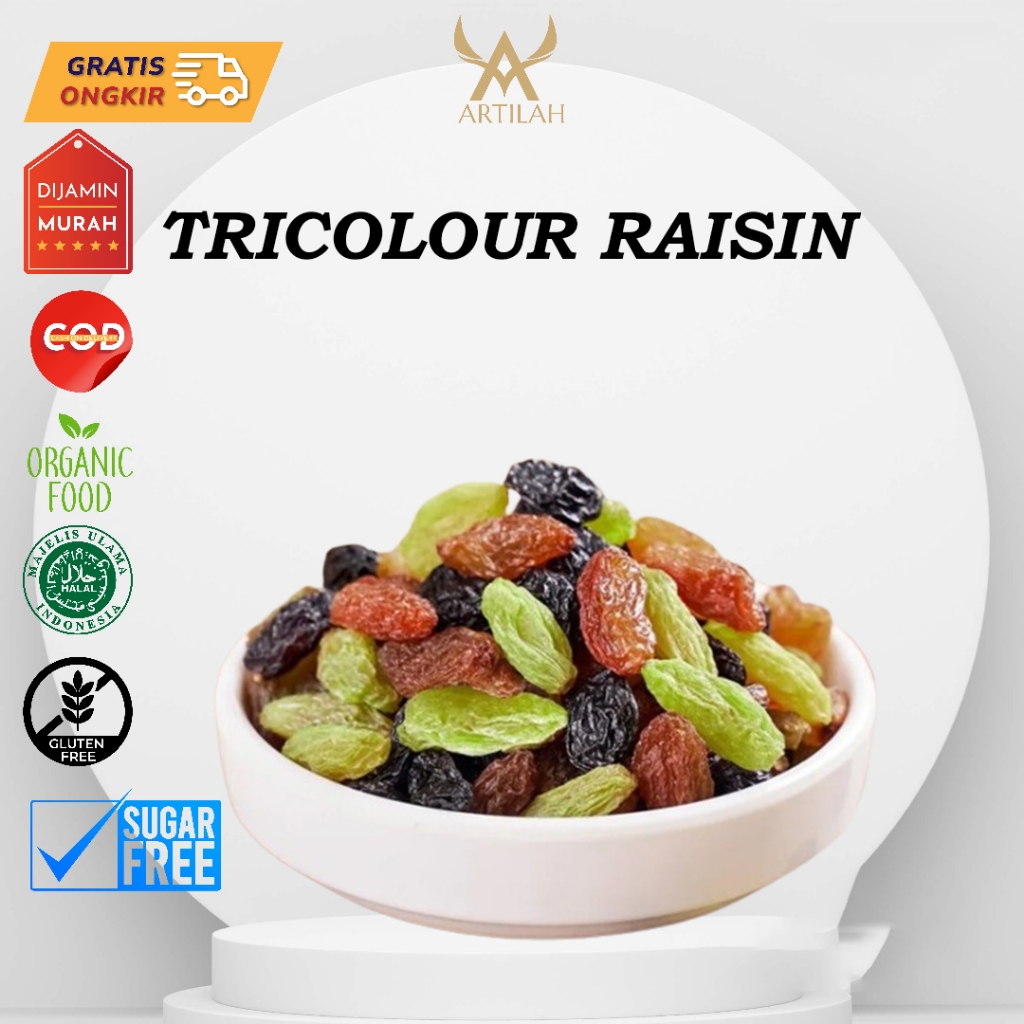 Jual Tricolour Raisins Unsweetened 1000gram/1kg / Kismis Emas, hijau ...