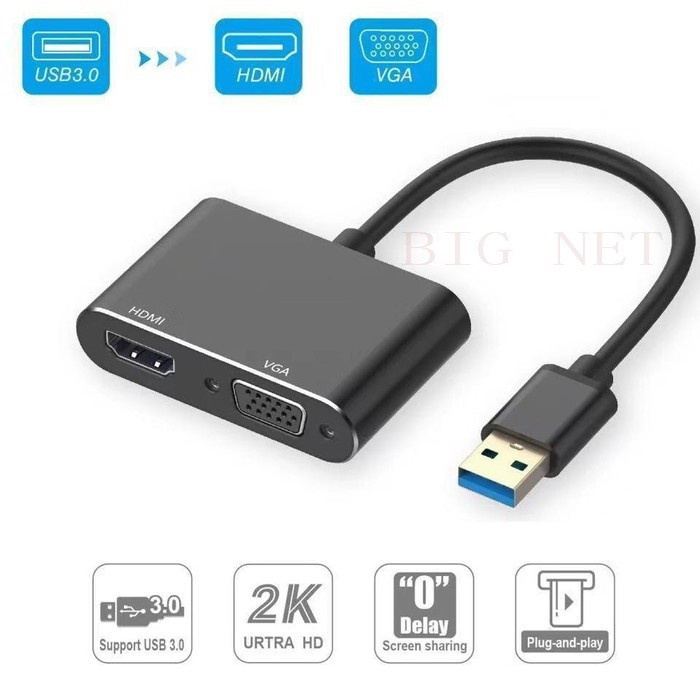 Jual Kabel Converter USB 3.0 TO VGA dan HDMI 1080p Proyektor TV ...