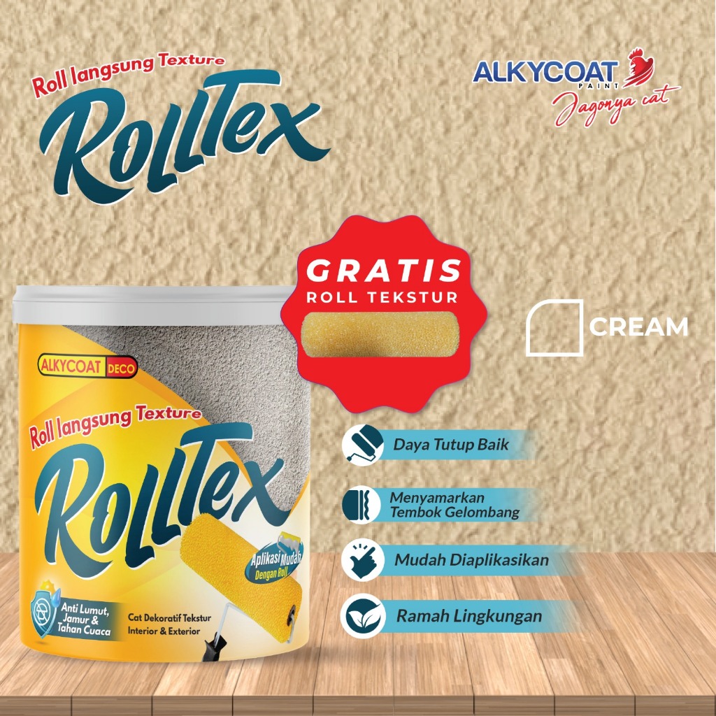 Jual ROLLTEX FREE ROLL Tekstur - Cat Tekstur Premium Anti Jamur & Lumut ...