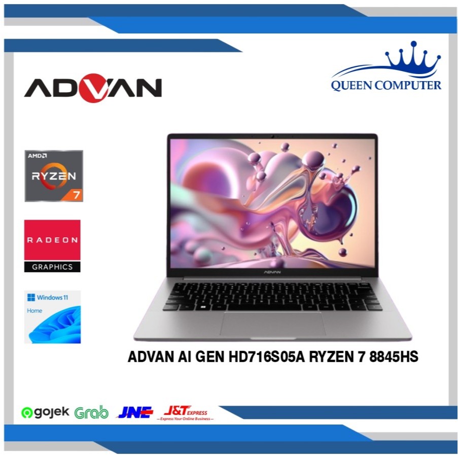 Jual Laptop Advan AI Gen HD716S05A AMD Ryzen 7 8845HS 16GB 512GB W11 ...