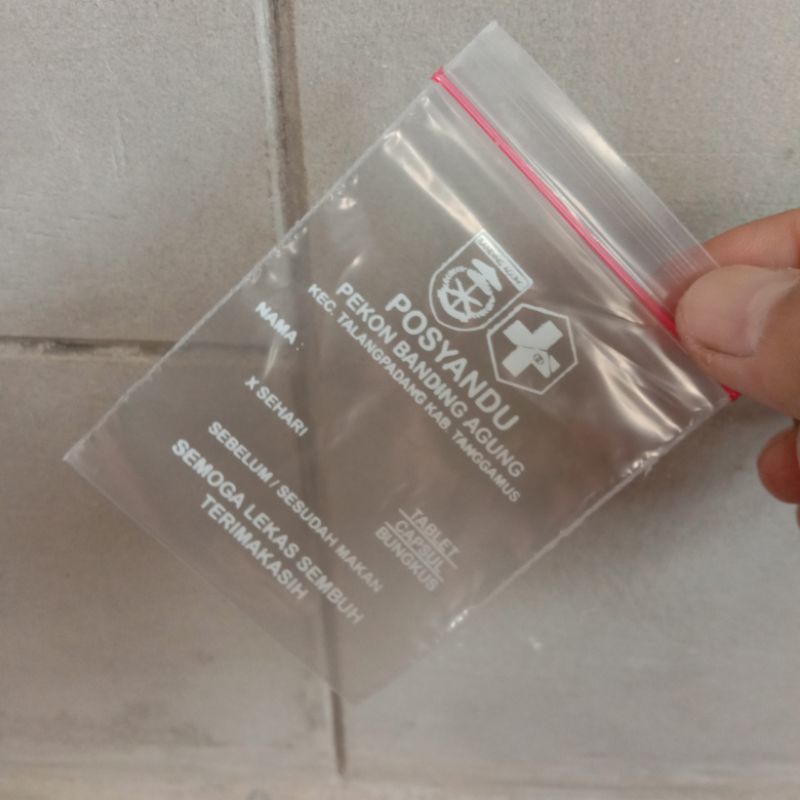 Jual (Isi 500 Pcs) Custom Sablon Plastik Klip Obat Ukuran 8x12 Cm ...