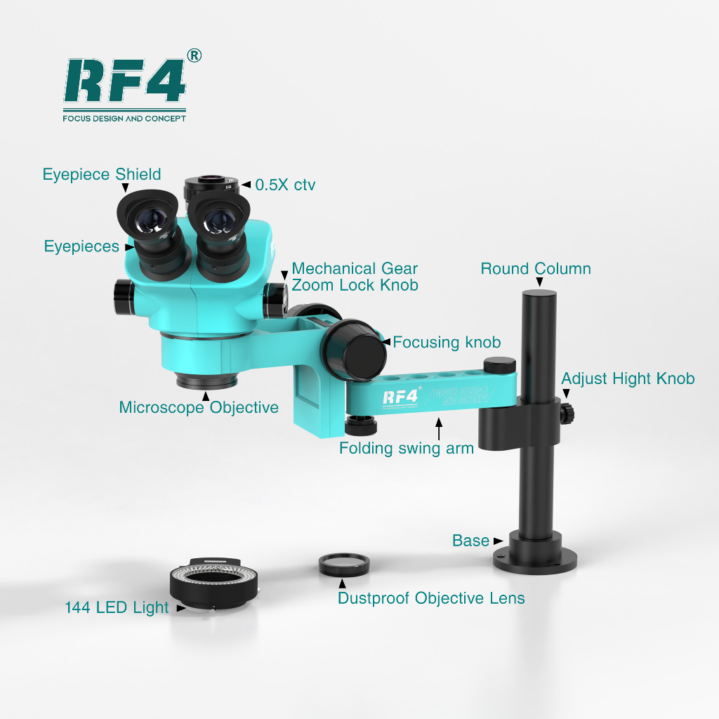 Jual RF4 RF7050PRO-FO19 360° Adjustable Universal Telescopic Rotating Lifting Microscope with ...