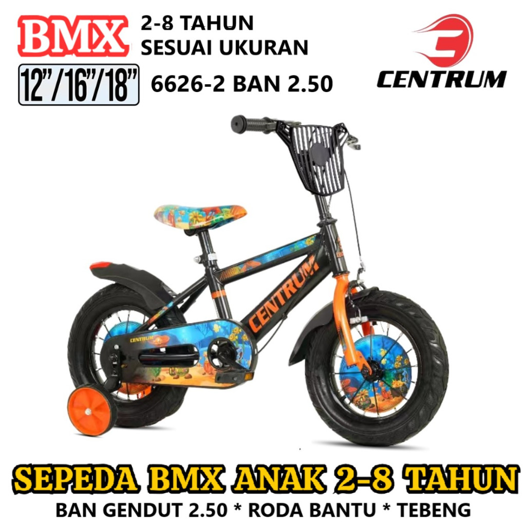 Jual Sepeda BMX Anak 2-8 Tahun Centrum CT6626-1 CT6626-2 Ban Gede 2.40 ...