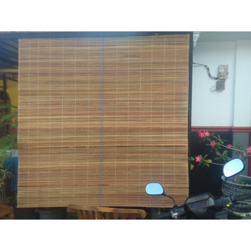 Jual tirai krey pelepah/aren/bambu sumatra alusan polosan/plituran ukuran 200x200/250x200 ...