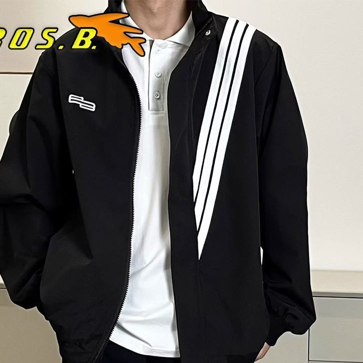 Jual Jaket Tiga Bar Kerah Berdiri Pria Musim Semi dan Musim Gugur Jaket ...