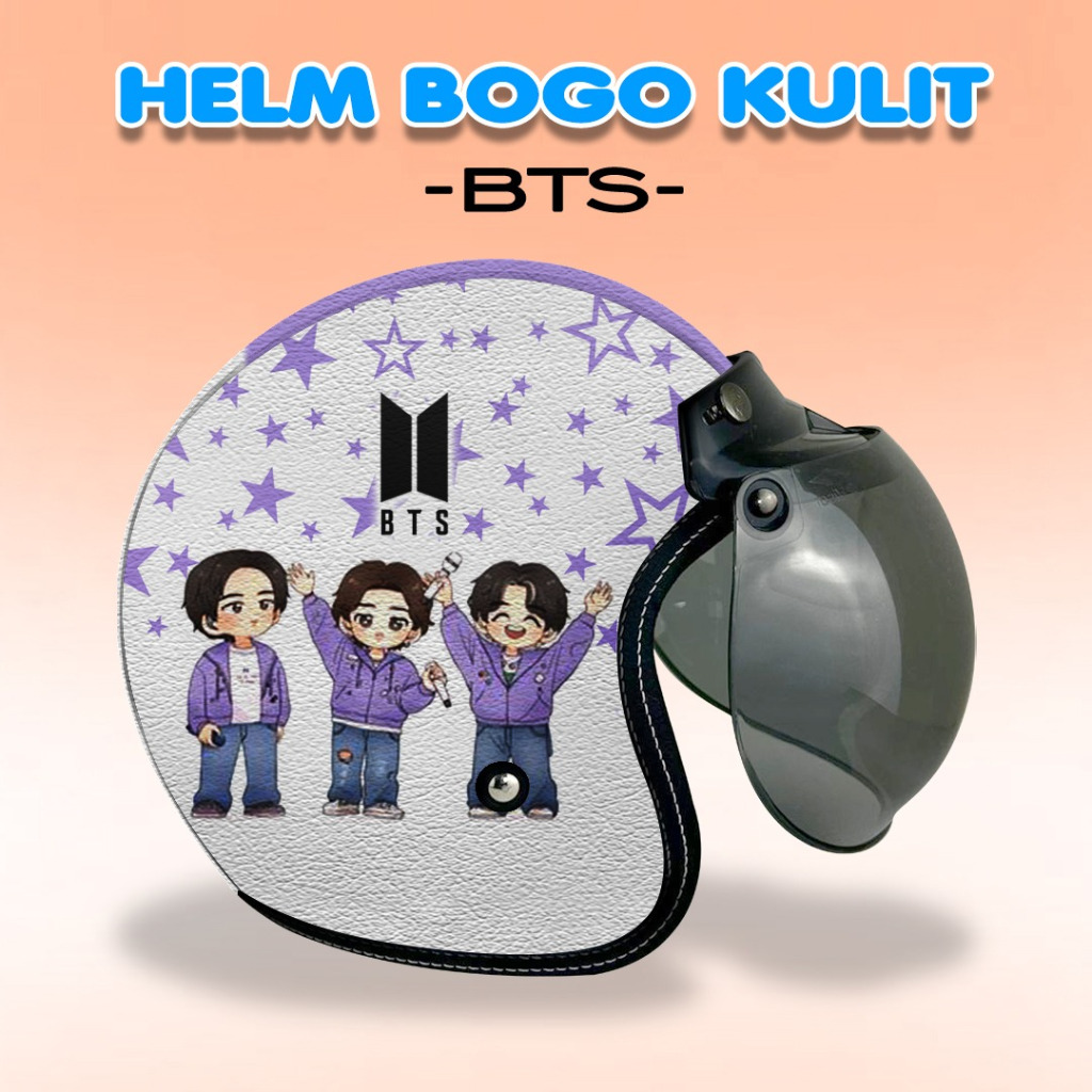Jual Helm Bogo Kulit BTS KPOP Ukuran Dewasa/Kid/Junior Kaca Cembung ...