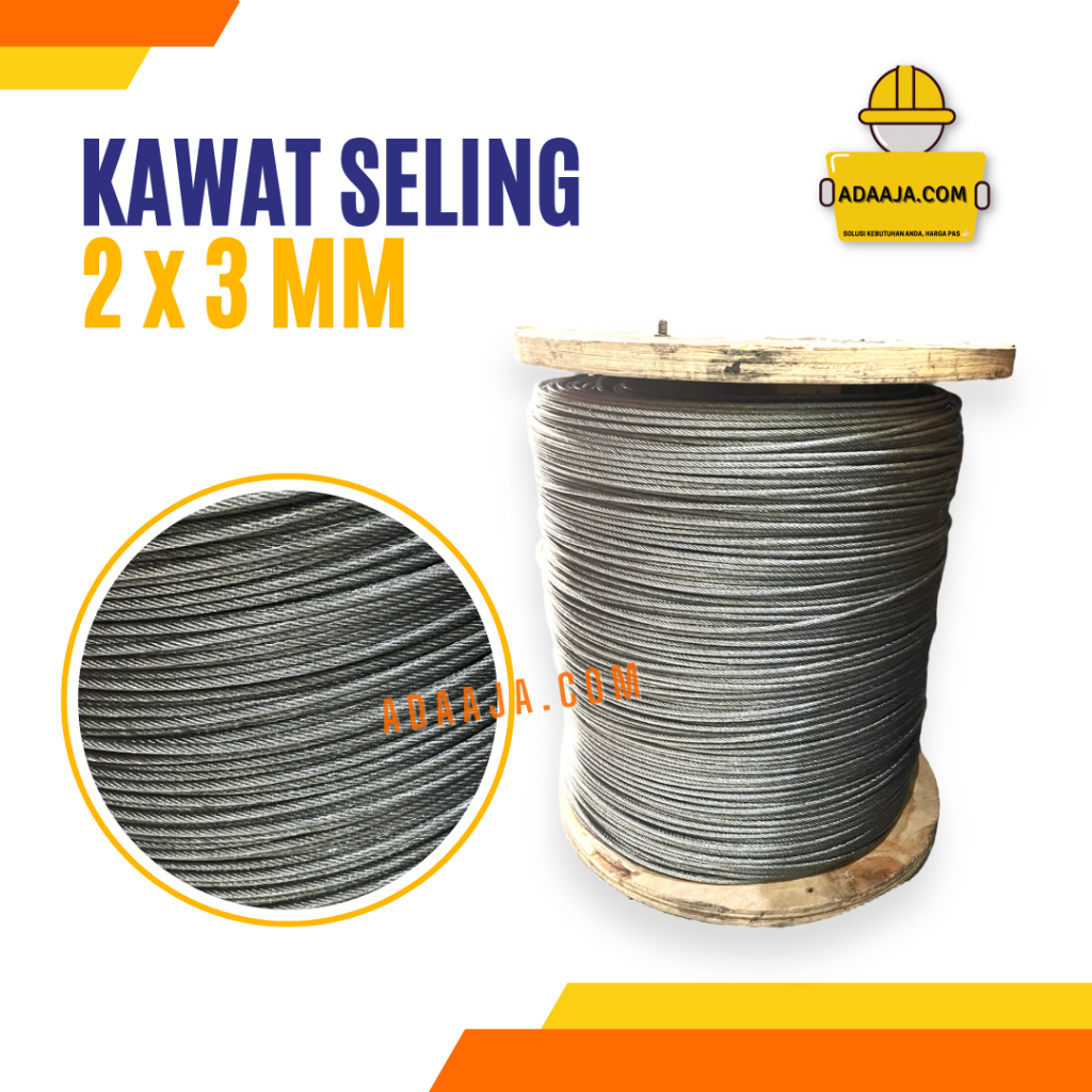 Jual Kawat Seling Baja Tali Sling Lapis Plastik PVC 2 x 3 MM PER METER | Shopee Indonesia