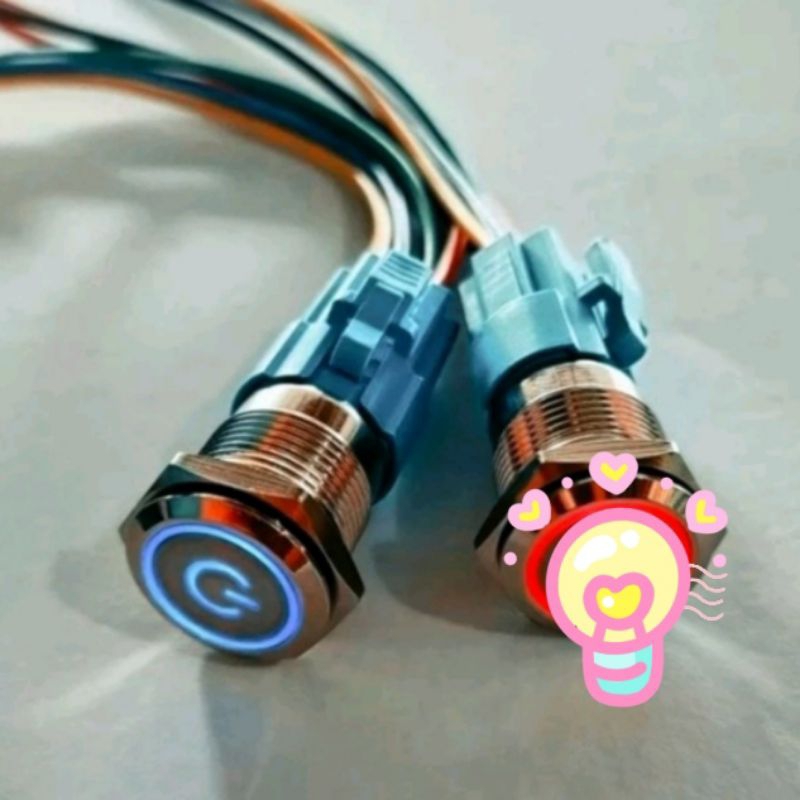 Jual Stainless Steel 16mm PUSH On Off BLUE 12V LED Flat Head /Switch ...