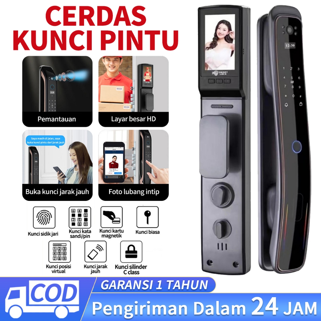 Jual Kunci pintu digital Smart Fingerprint Doorlock Card Digital Code Security Camera Smart Door ...