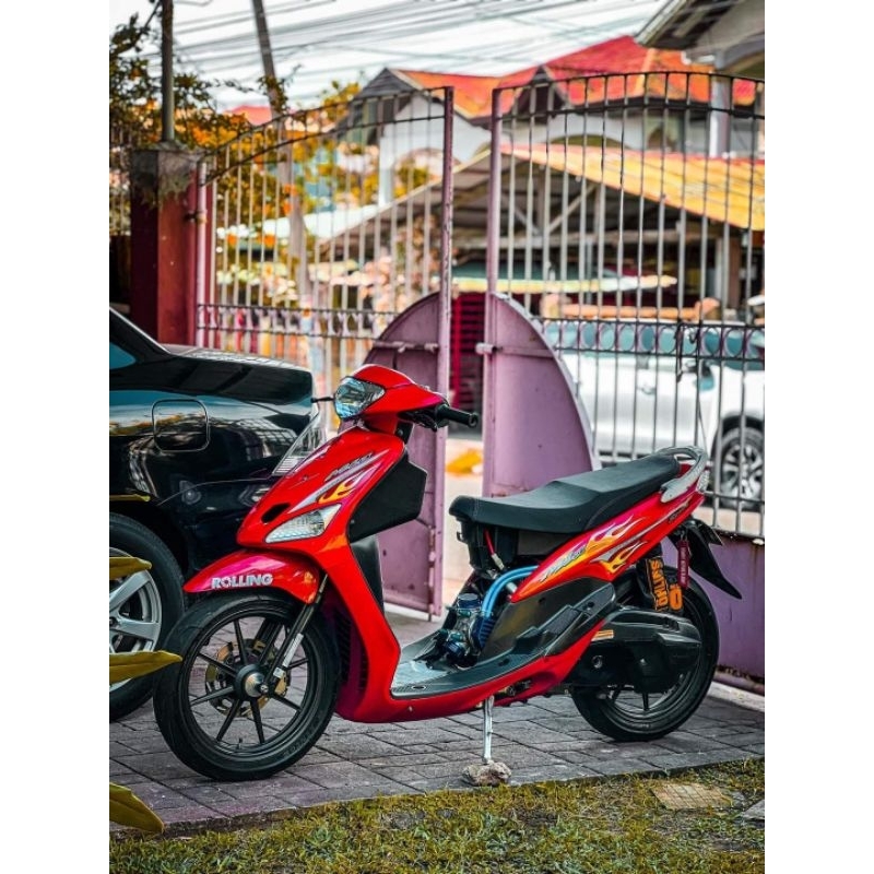 Jual (BAYAR DI TEMPAT) striping Mio sporty 2006 merah stiker Lis ori ...