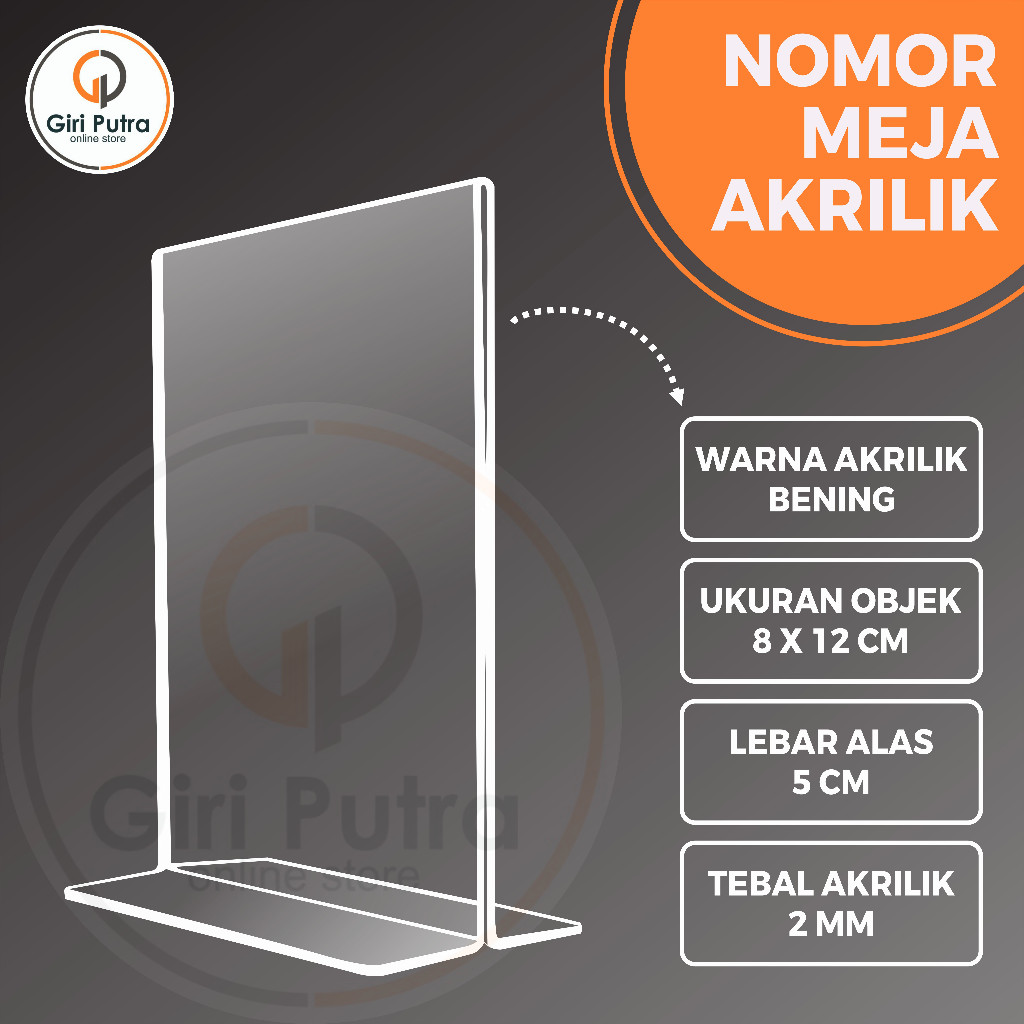 Jual AKRILIK / NOMOR MEJA AKRILIK 12 X 8 CM TYPE T / STAND HOLDER ...