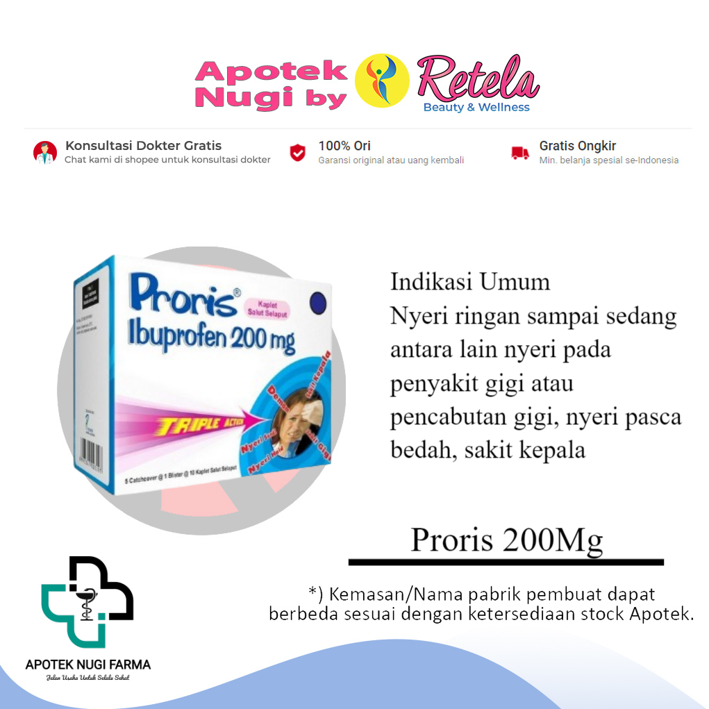 Jual Proris 200mg Box 100 Kaplet / Ibuprofen | Shopee Indonesia