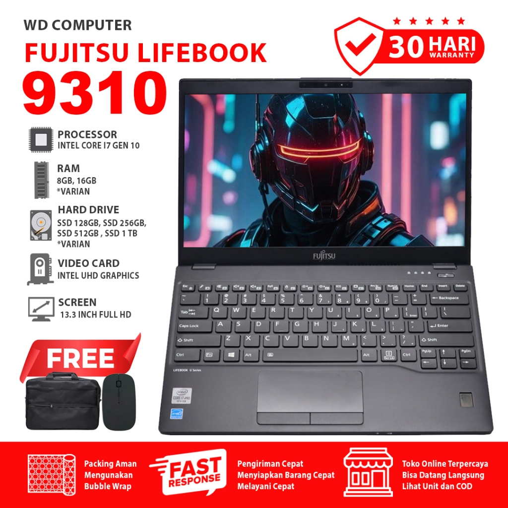 Jual Laptop Fujitsu Ultrabook U9310 Core I7 gen 10 RAM 16GB Tipis ...