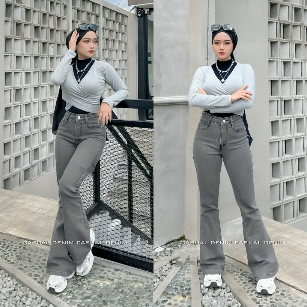 Jual HW Cutbray Jeans wanita - Celana Cutbray Strecht Kekinian - Cutbray Flared - Stretch ...