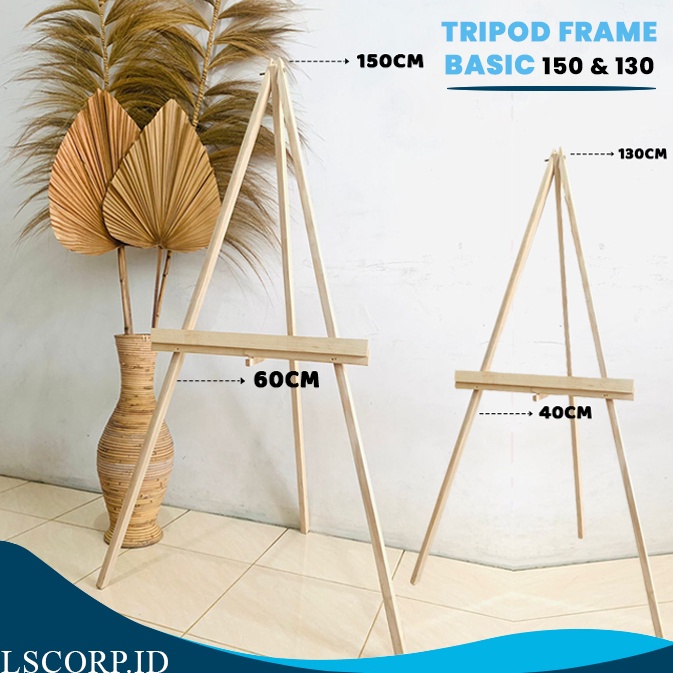 Jual KODE J12W Tripod Standing Frame Foto Kayu Jati Belanda Stand Easel ...