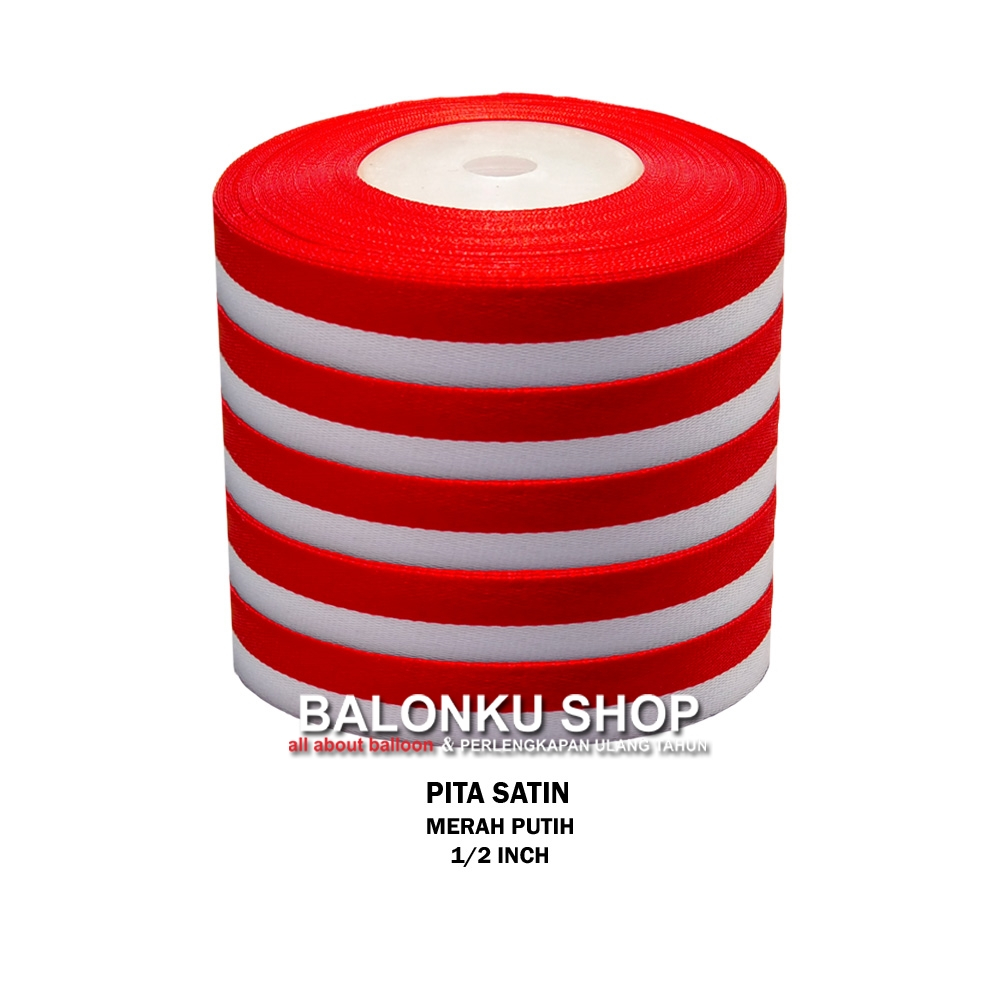 Jual Pita Satin Merah Putih 1/2 inch / Pita Merah Putih / Hiasan HUT RI ...
