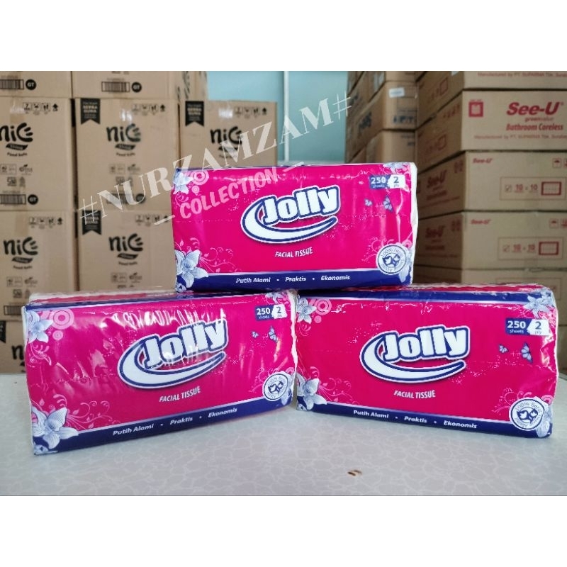 Jual tisu jolly facial 250Lembar 2 ply/jolly facial tissue 250 sheets 2 ...