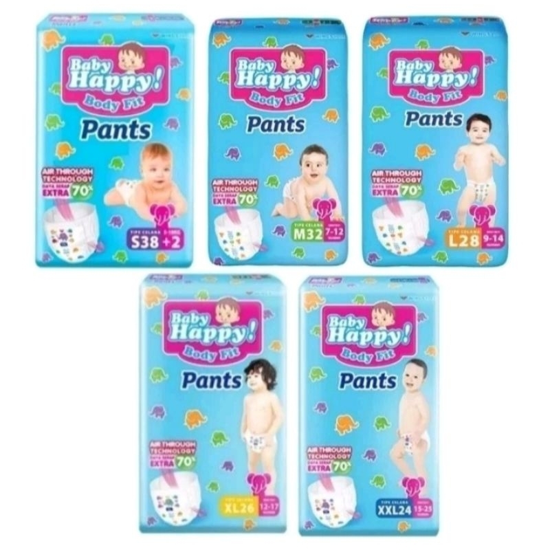 Jual BABY HAPPY PANTS Ukuran : S38+2, M32, L28, XL26, XXL24 | Shopee Indonesia