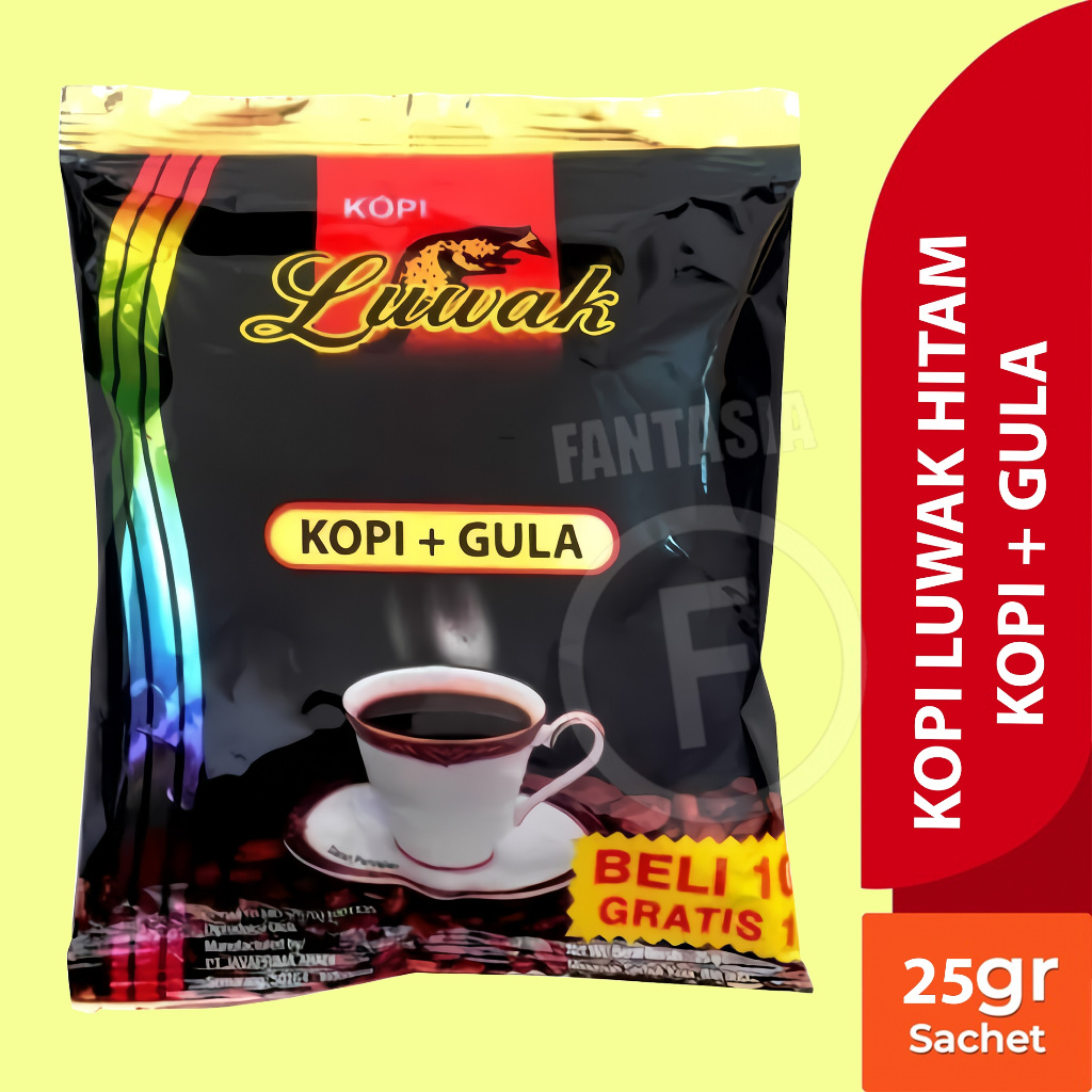 Jual KOPI LUWAK HITAM GULA 25 GRAM PER PACK ISI 15 SACHET FANTASIA ...