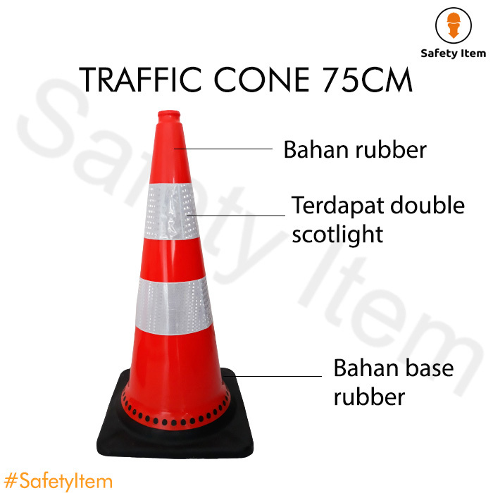 Jual Traffic Cone 75cm / Safety Traffic Cone Rubber 75 cm / Kerucut Lalu Lintas | Shopee Indonesia