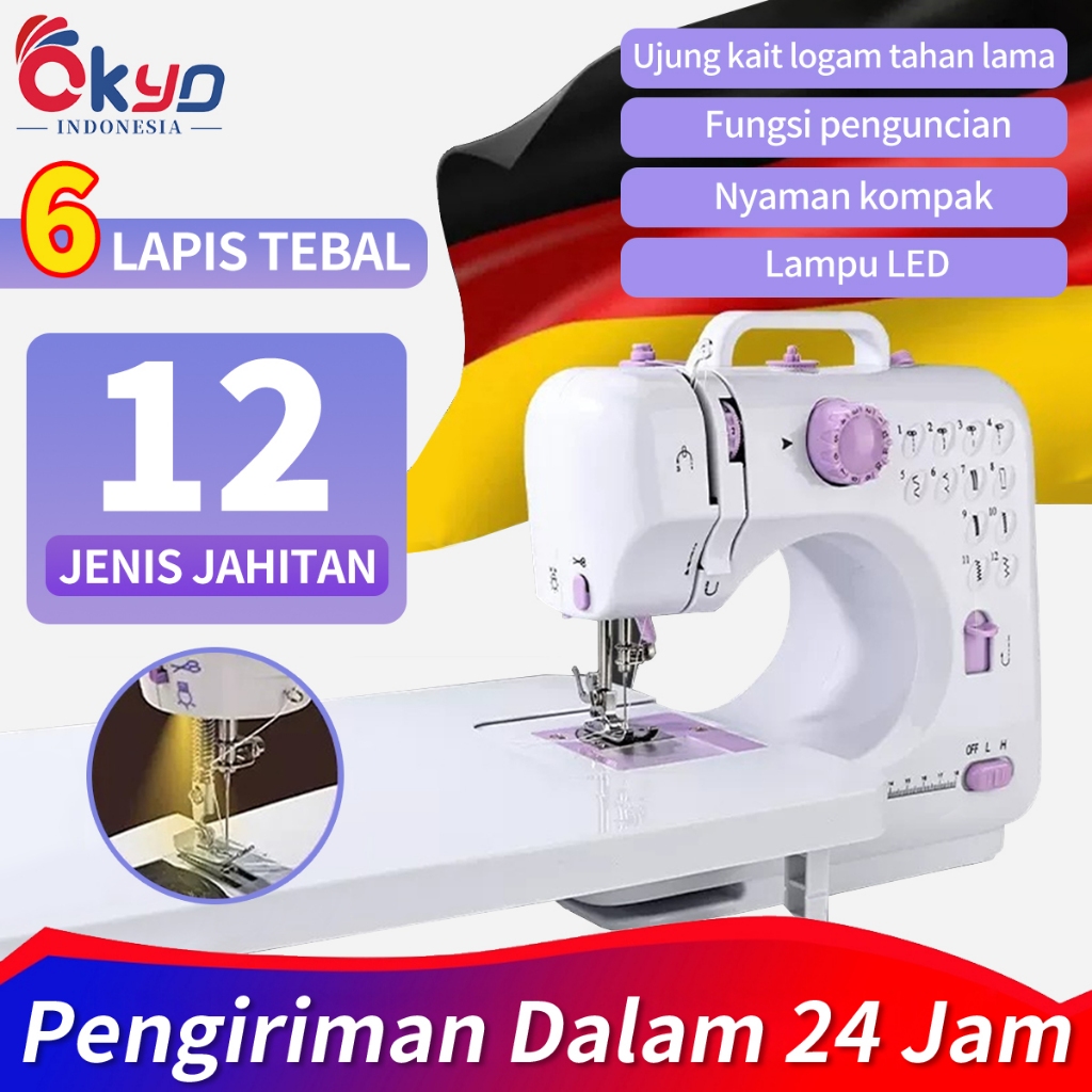 Jual Rapi dan Kokoh Mesin Jahit Portabel 505A 12 Stitch Pola 1 mesin ...