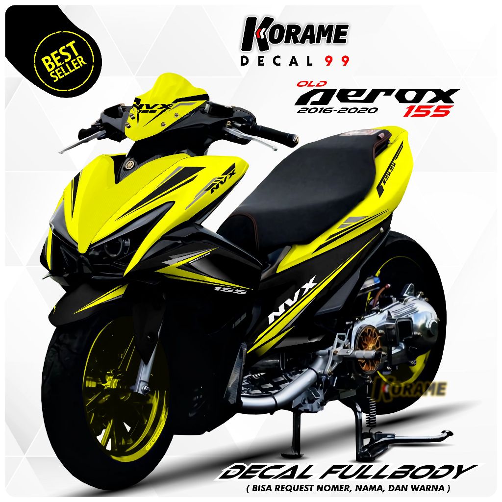 Jual Decal Stiker Aerox 155 Old Motif Versi Kuning Hitam Full body ...
