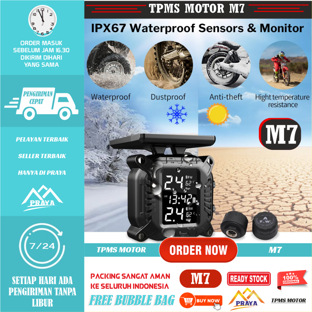 Jual TPMS sepeda motor solar panel Motorcycle Bicycle Sistem Pengukur ...