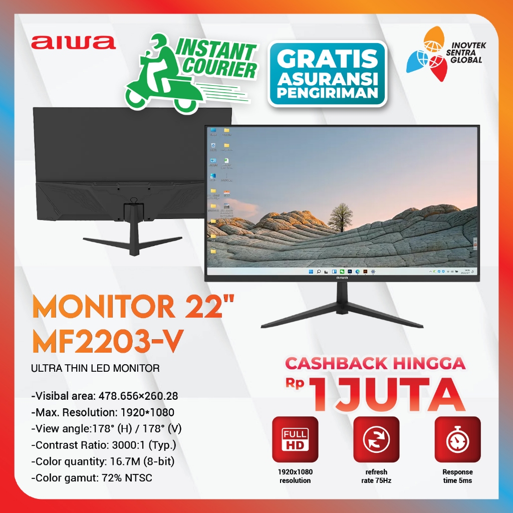 Jual Aiwa Monitor LED MF2203-V 22" Inch 75Hz VGA FHD 1080P | Shopee ...
