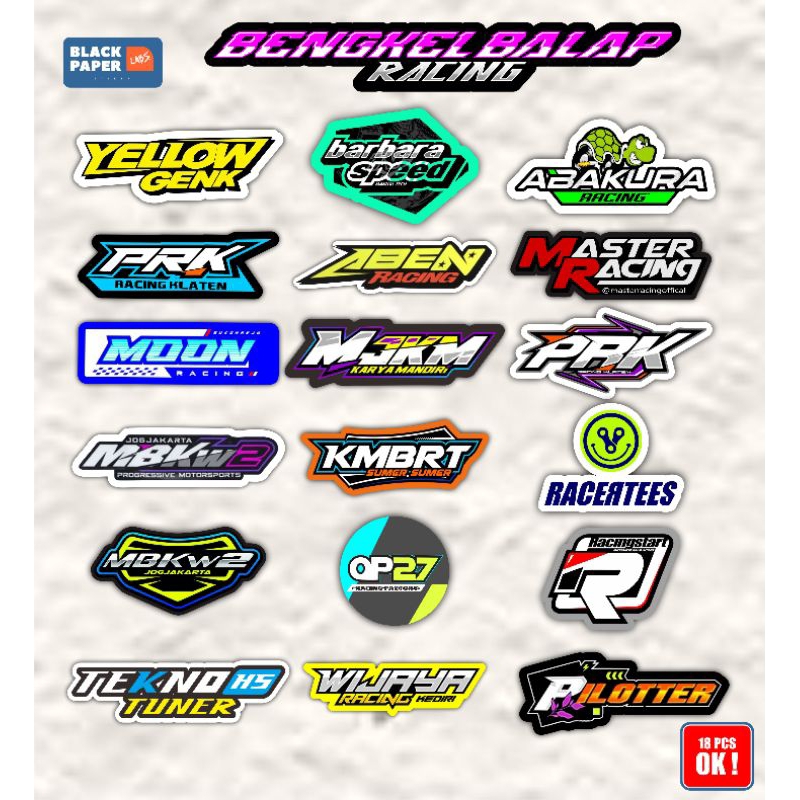 Jual stiker paket series racing bengkel balap isi 18pcs | Shopee Indonesia