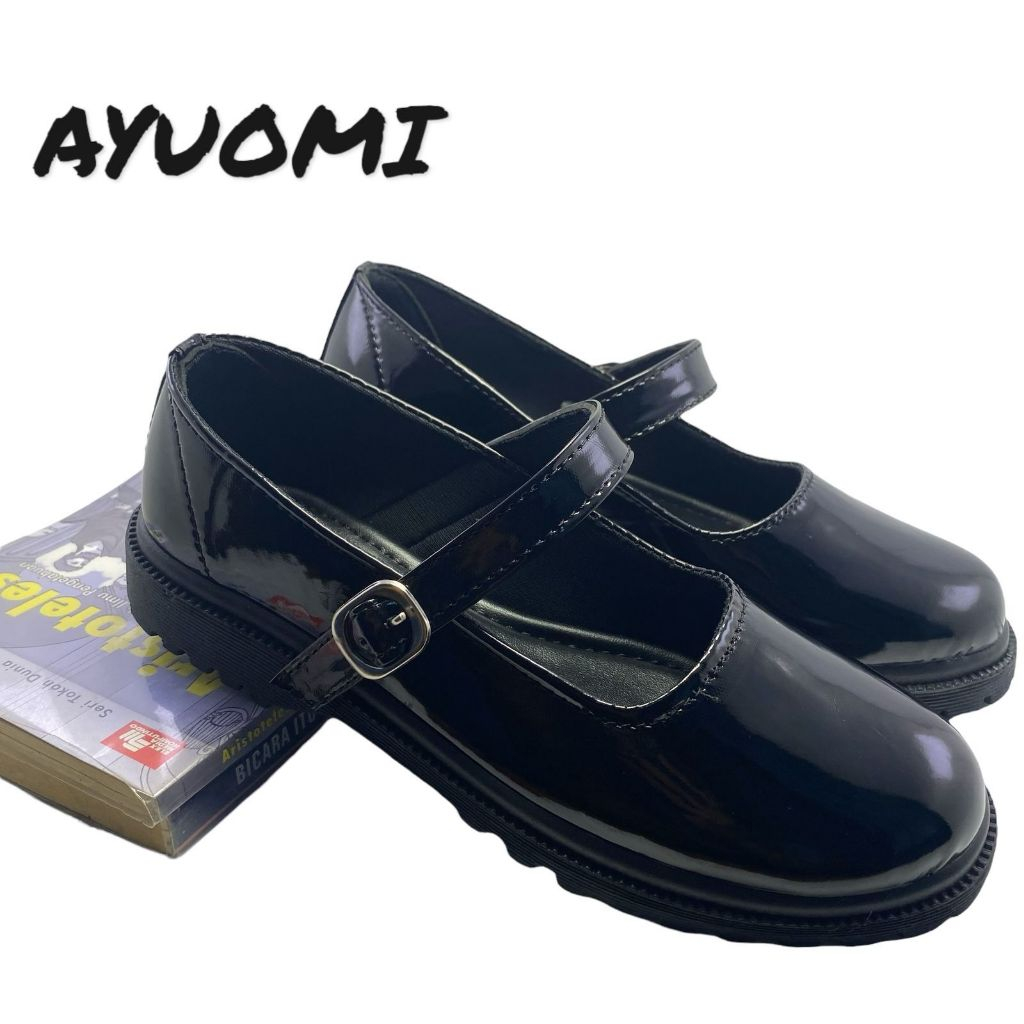 Jual yuomi Sepatu Pantofel Wanita Hitam Hak 3 Cm Cewek Sekolah Kantor ...