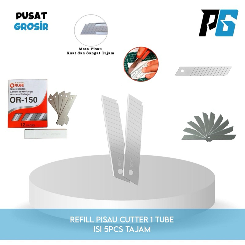 Jual Refill Pisau Cutter 1 tube isi 5pcs Besar isi Ulang kater Super ...