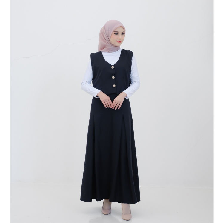 Jual Ahlami-Oneset Vest Skirt Rok Payung Kerja Rok Hitam Vest Koren ...