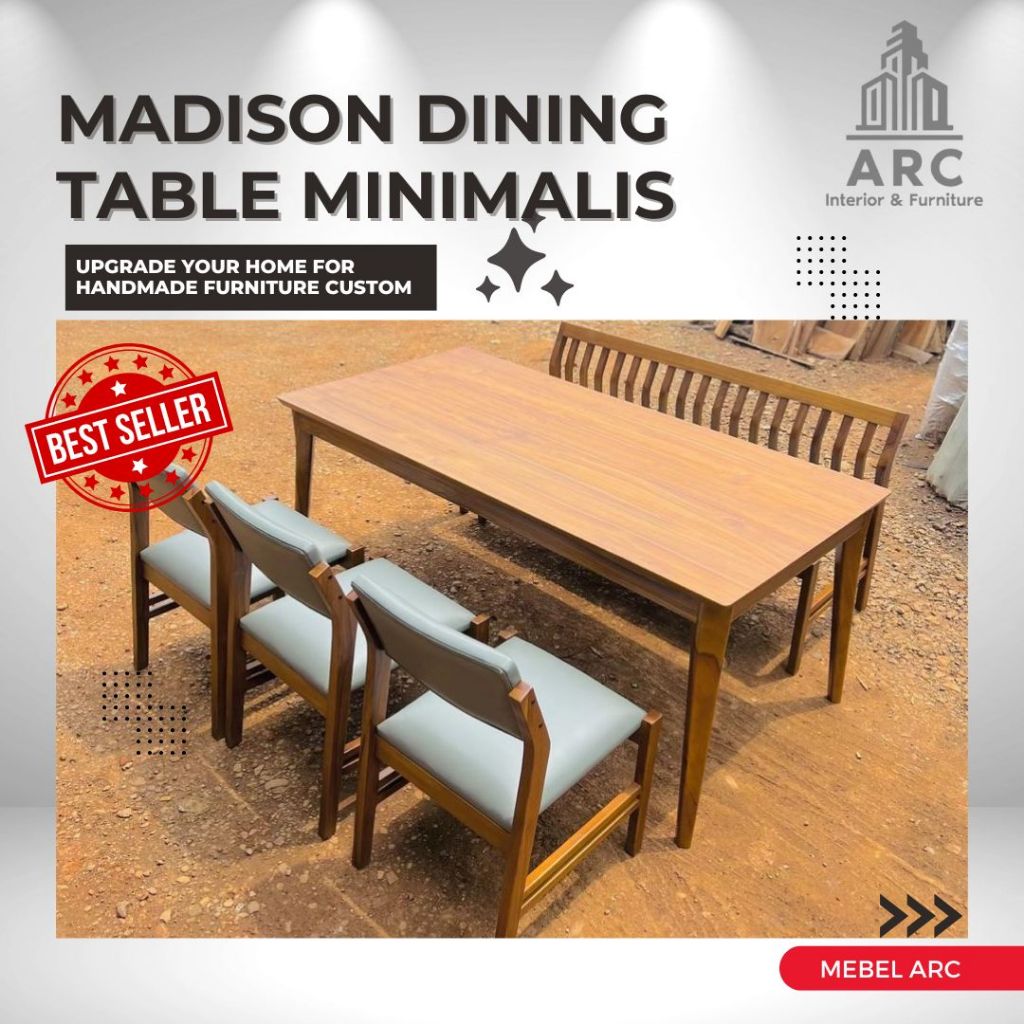 Jual Meja Makan Set 3 kursi 1 Bench Kayu Jati, Meja Makan Modern, Meja ...