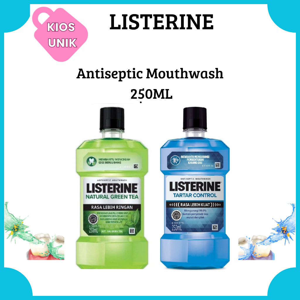 Jual Listerine Antiseptic Mouthwash/Obat Kumur Antiseptik 250ml/Green Tea/Tartar Control ...