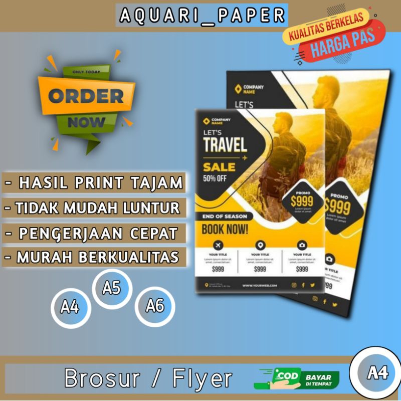 Jual Cetak brosur/ flyer A4 1 sisi 2 sisi 1 rim/ 500 lembar | Shopee Indonesia