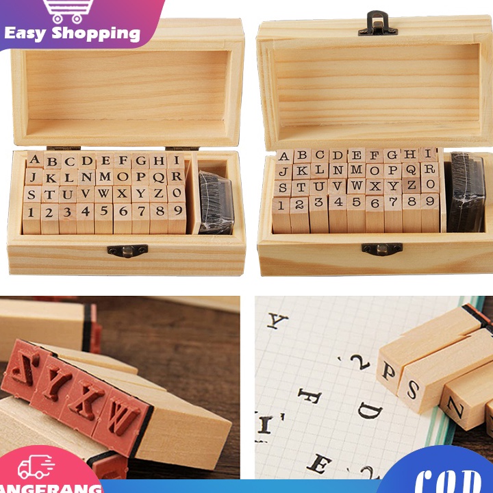 Jual KI3 Alphabet Stamp Set Stempel Huruf Alfabet Stempel Cap Kayu ...