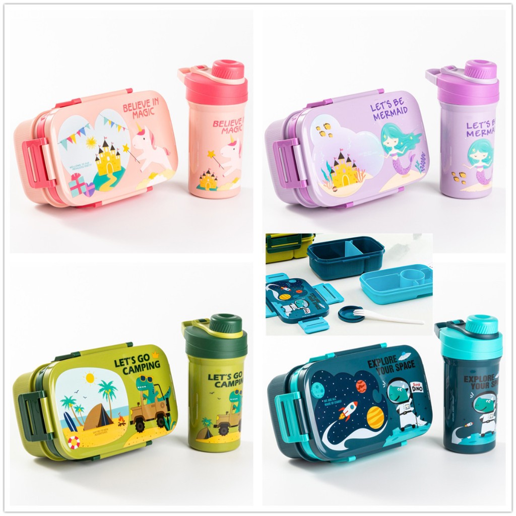 Jual TSSJ Lunch Box 2 Tingkat 1800ml Set Botol Minum 500ml 2in1 A355B | Kotak Makan Bekal Anak ...