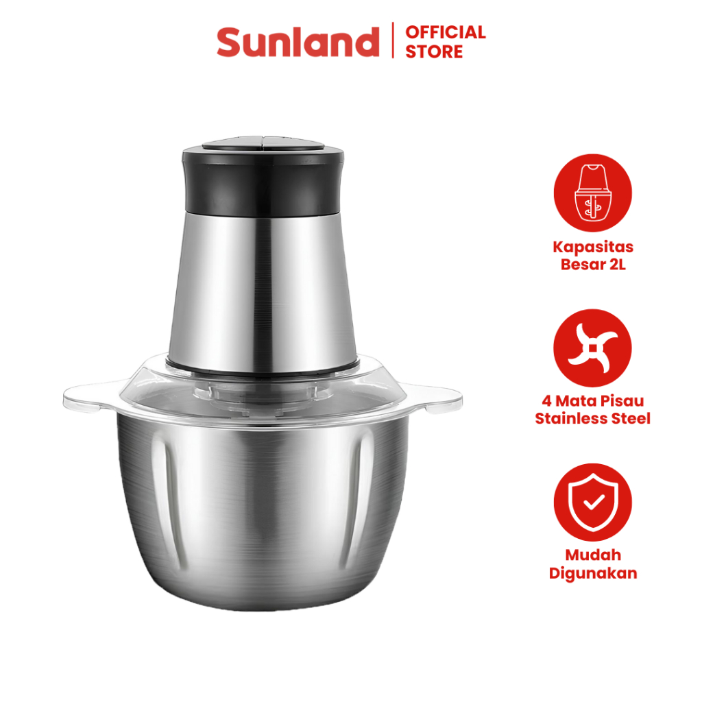 Jual Blender Chopper Stainless Steel 2L Penggiling Bumbu Daging Sayur ...